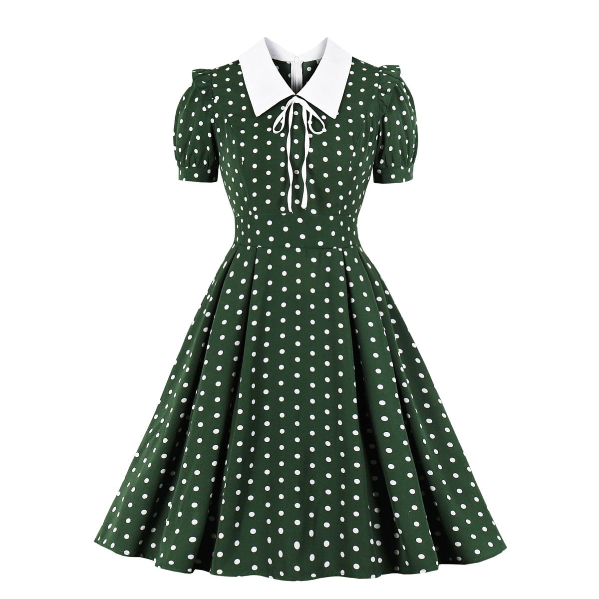 1950s Dresses Retro Polka Dot A Line Swing Dress Vintage Retro