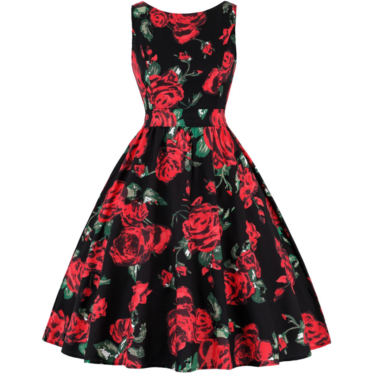 Swing Dresses Retro Pattern Sleeveless Party Dress for Women - Vintage ...