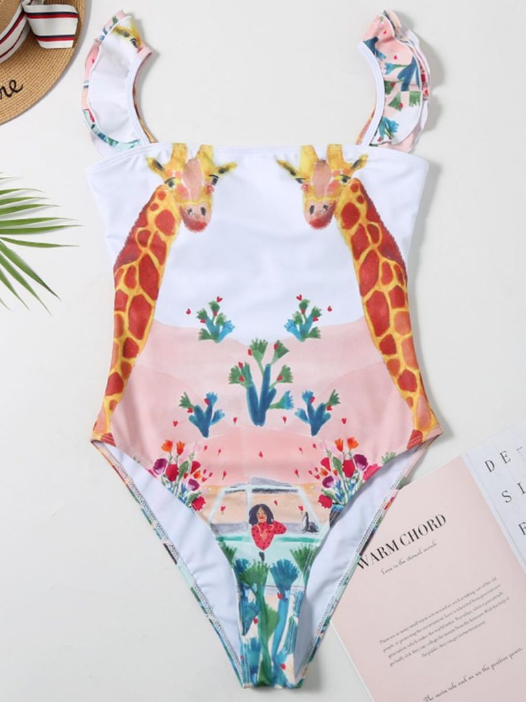 1940s Style One-piece Bikini Sexy Swimsuit Ruffled Bathing Suit ...