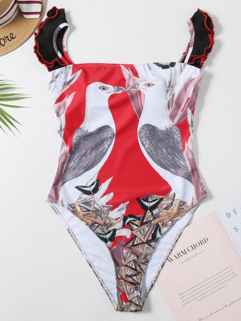 1940s Style One-piece Bikini Sexy Swimsuit Ruffled Bathing Suit ...