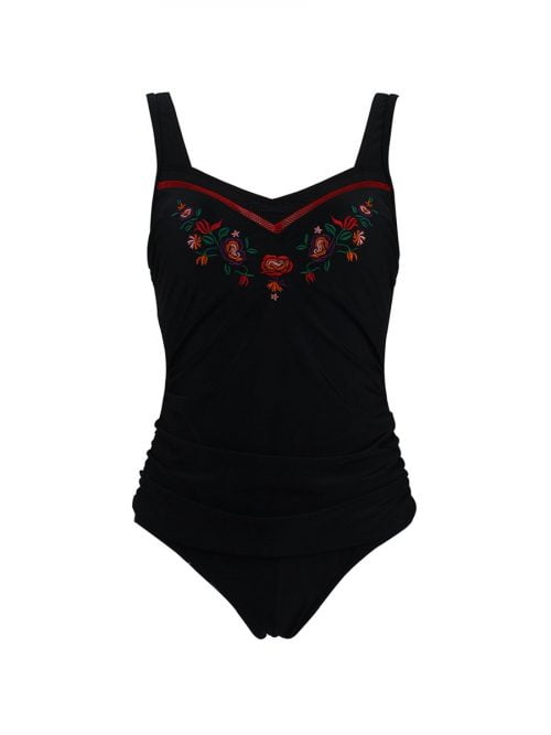 Women's One Piece Swimsuits Flower Embroidered Bathing Suit - Vintage-Retro
