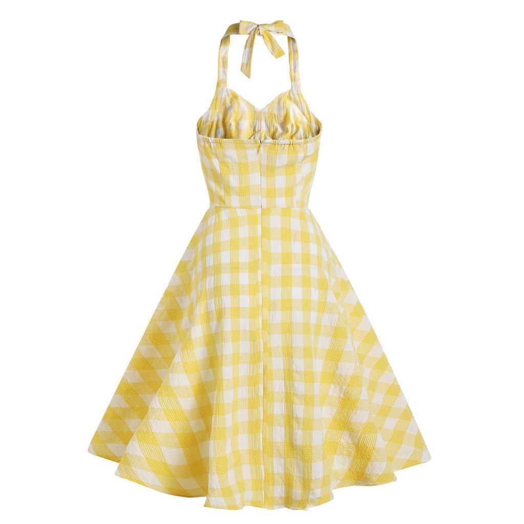 50s Dresses High Waist Halter Swing Dresses Vintage Retro