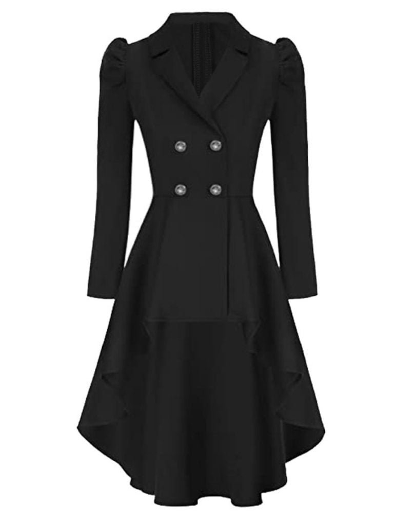Women's Coats Lapel Long Sleeve Split Double Breasted High Low Jackets ...